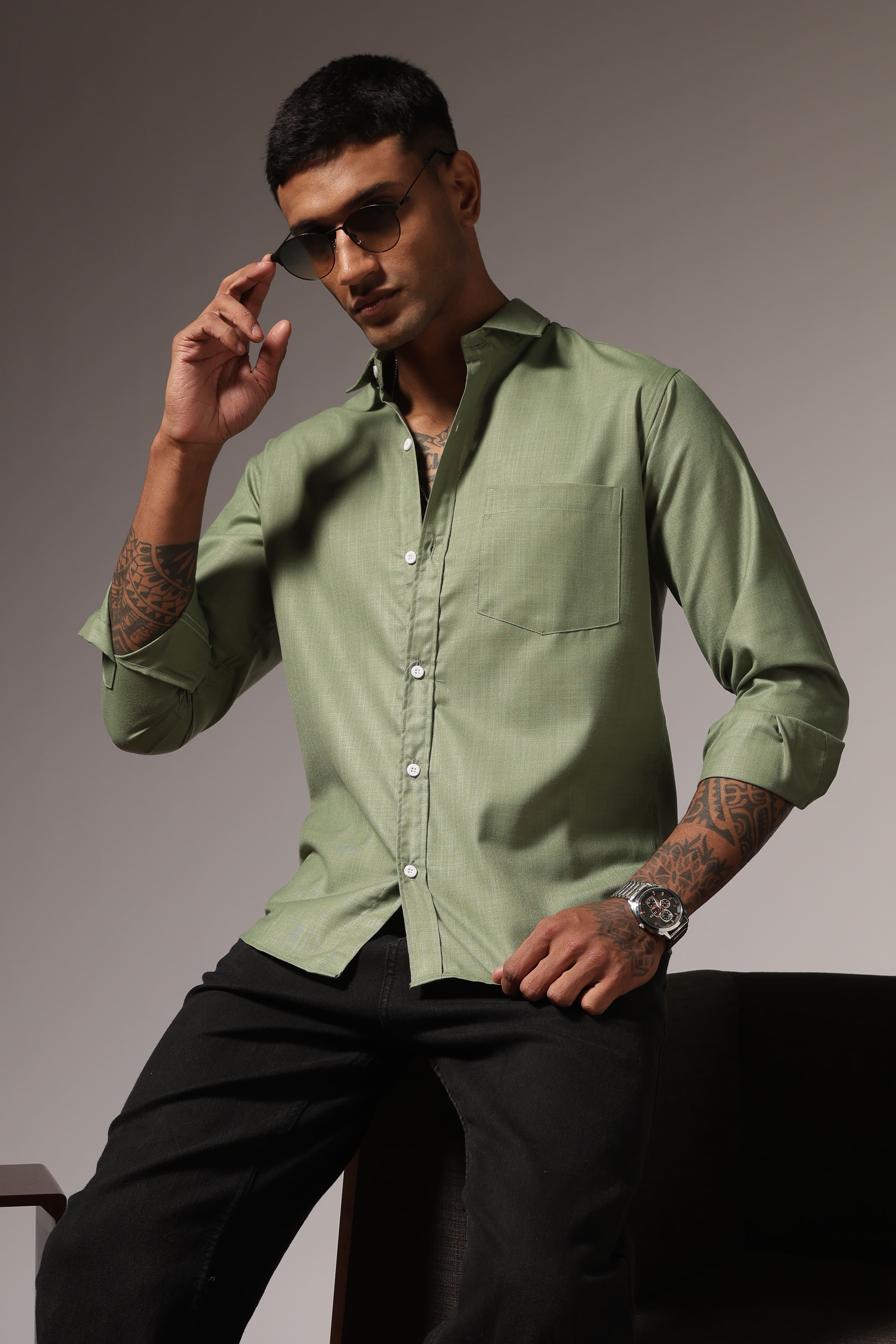 Premium Solid Color Shirts for Men - Classic & Mandarin Collar | Dymora